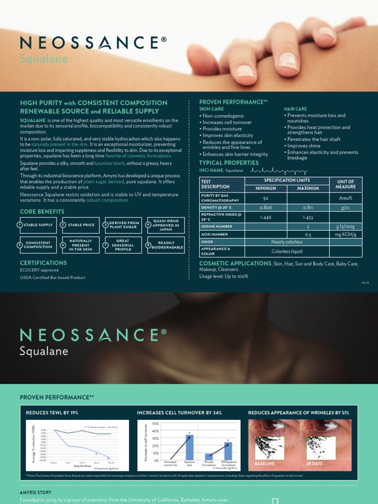 Neossance Squalane - Brochure v3 1114 (2022) | PDF | Cosmetics | Chemistry
