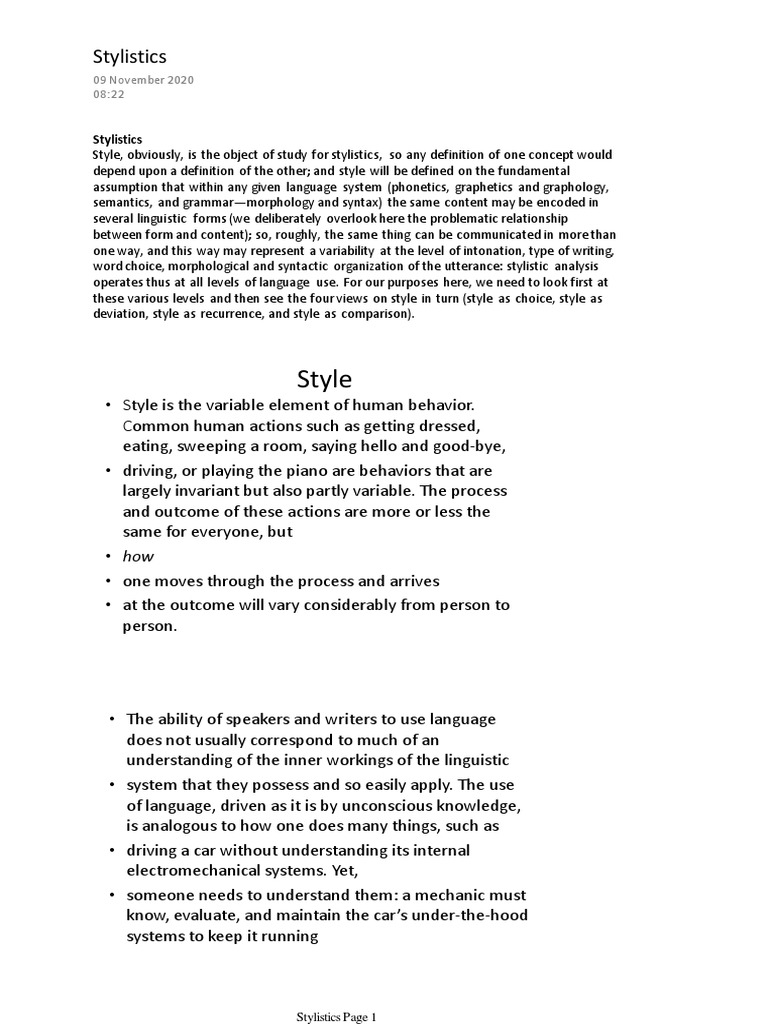 Stylistics | PDF | Linguistics | Semantics