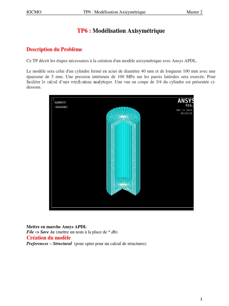 TP6 Axisymetrique Apdl | PDF | Mathématiques | Géométrie