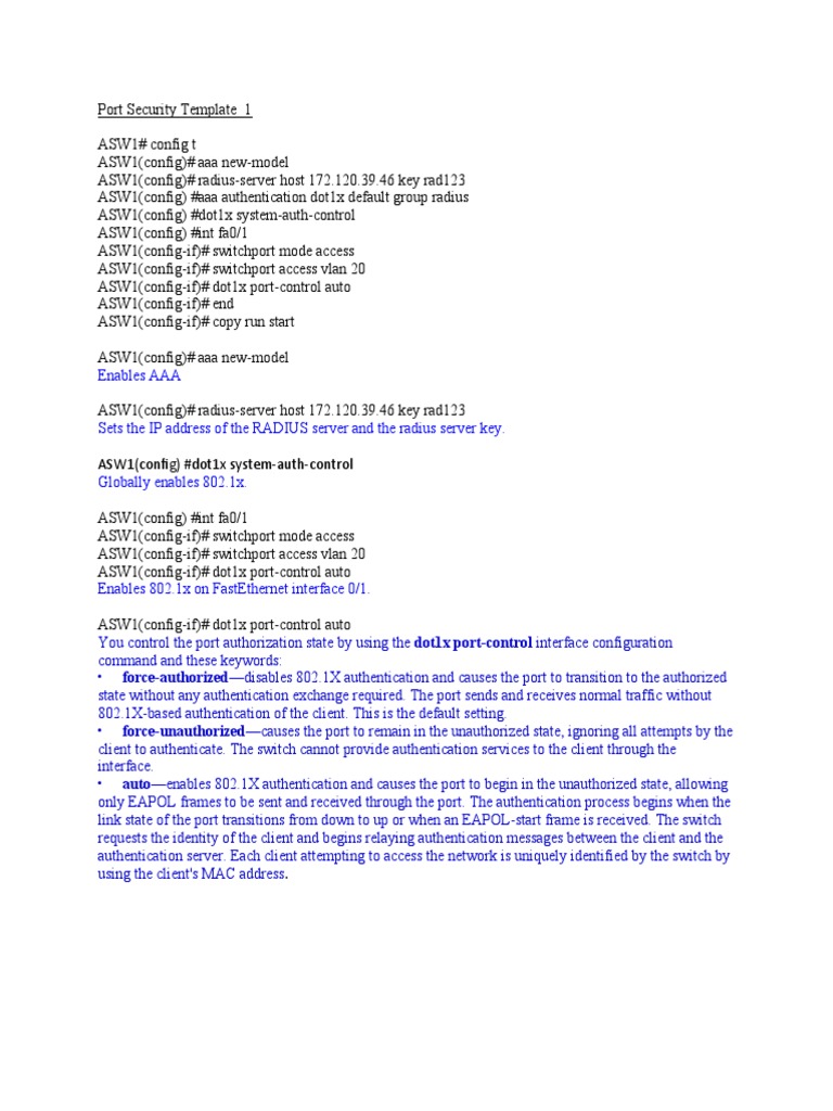 Port Security Template - 1 | PDF | Computer Networking | Network Architecture