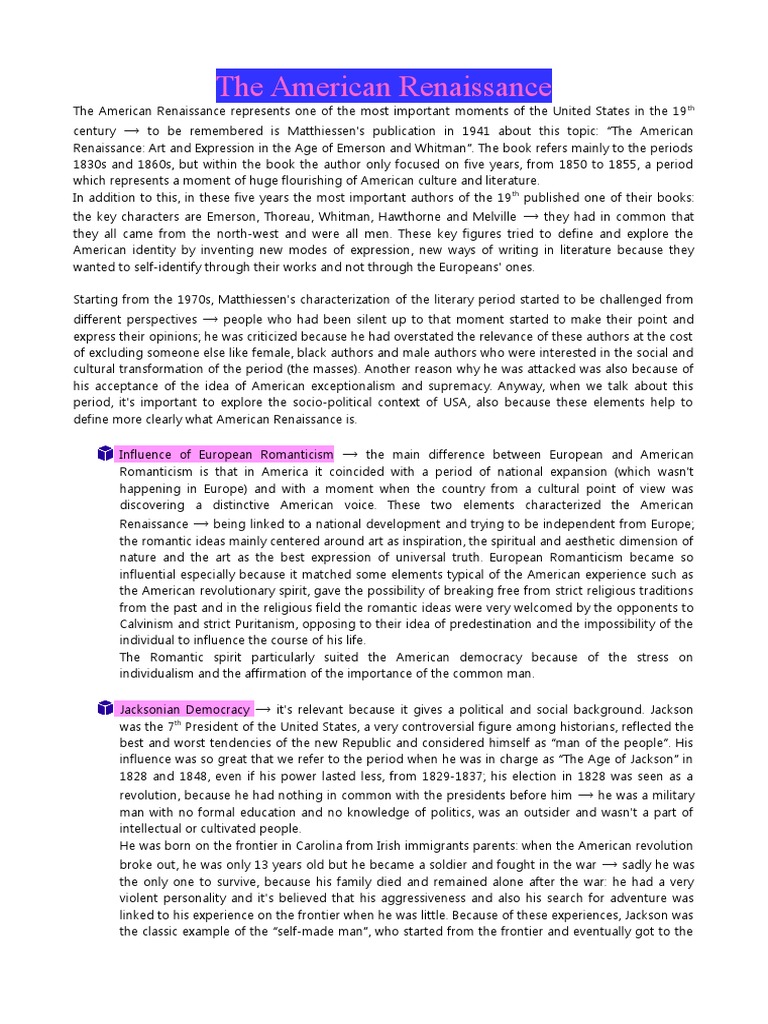 The American Renaissance Movement in the 19th Century | PDF | Ralph ...