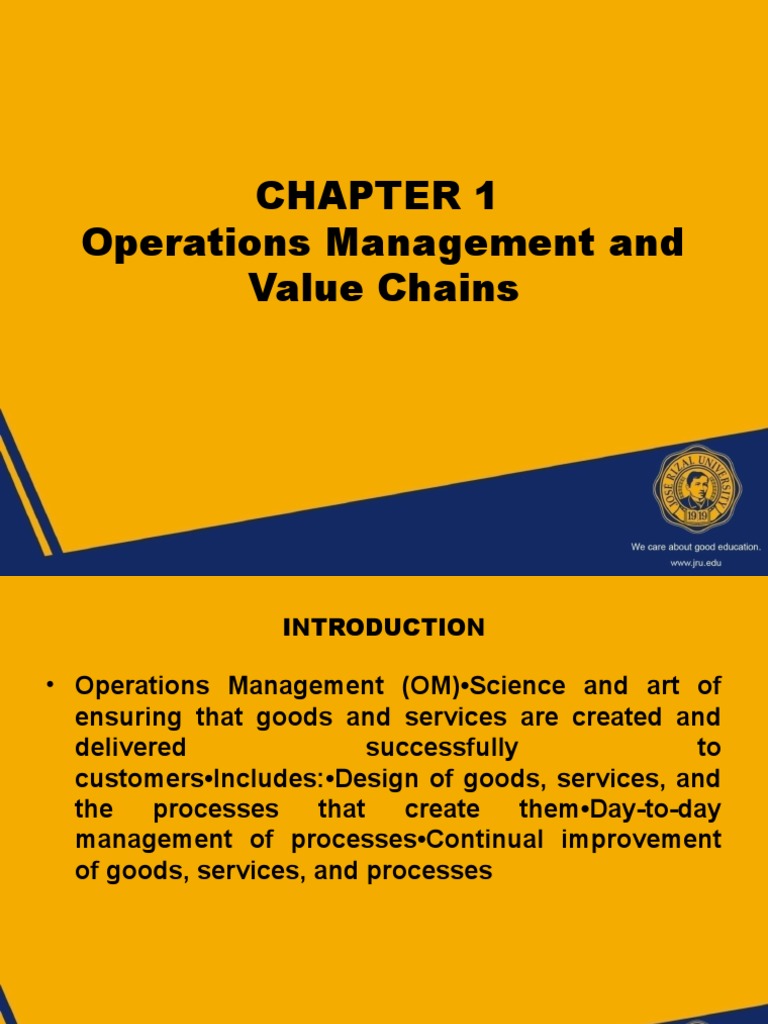Chapter 1 Operations Management and Value Chains | PDF