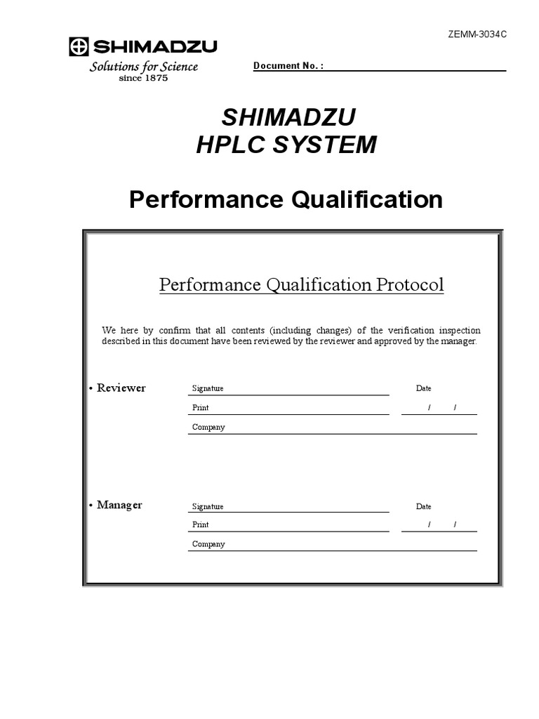 Performance Qualification Protocol For HPLC | PDF | Significant Figures ...