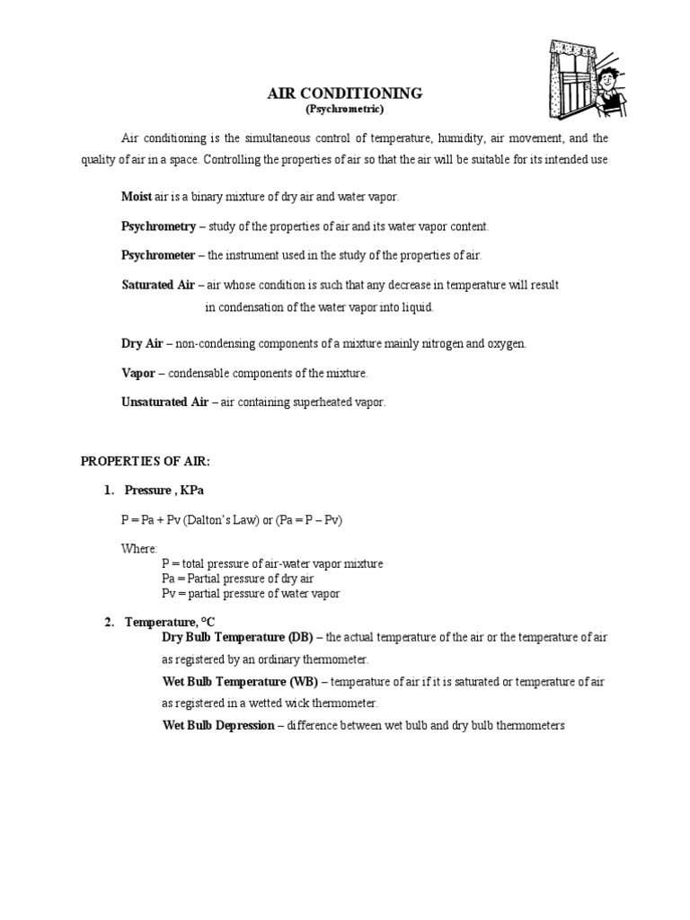 Air Conditioning Notes (Psychrometric) | PDF | Humidity | Earth Sciences