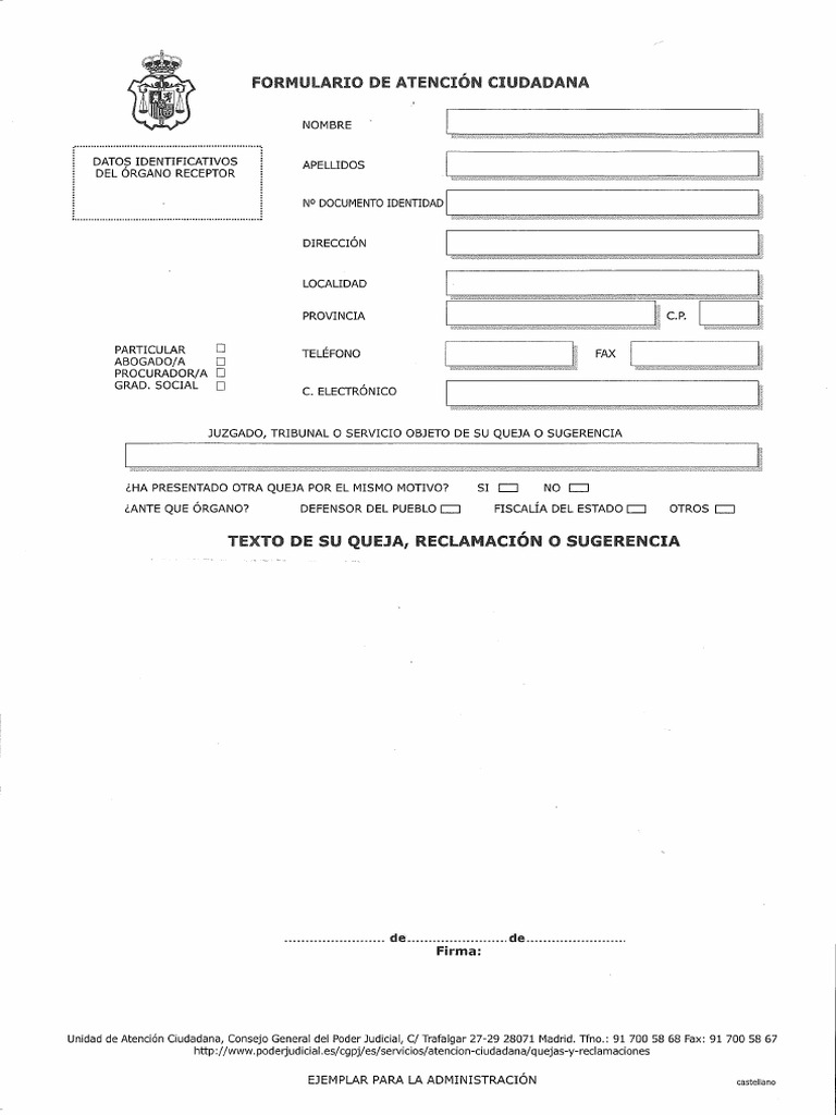 Formulario de Queja en Castellano | PDF