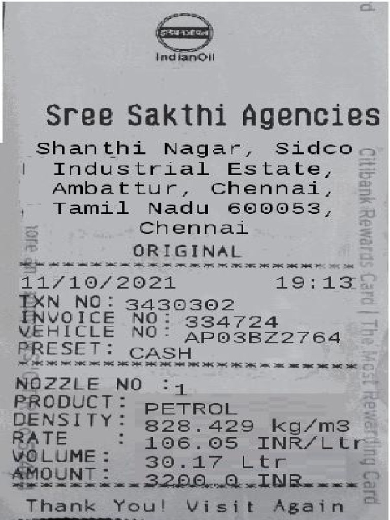 Petrol Receipt 11 10 2021 | PDF