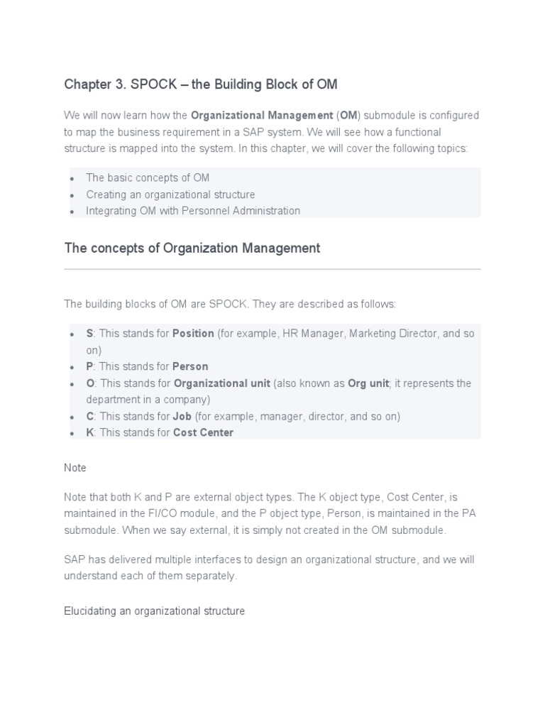 SAP OM Configuration Guide | PDF | Screenshot | Organizational Structure