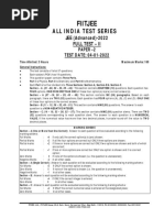 FIITJEE AITS JEE Adv Part-1 Paper-1 | PDF | Circle | Force