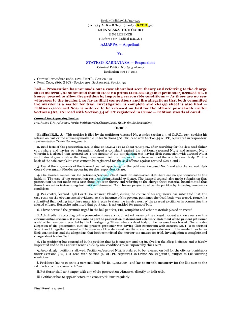 Bail Granted Charge Sheet Filed 439 302 | PDF | Bail | Common Law