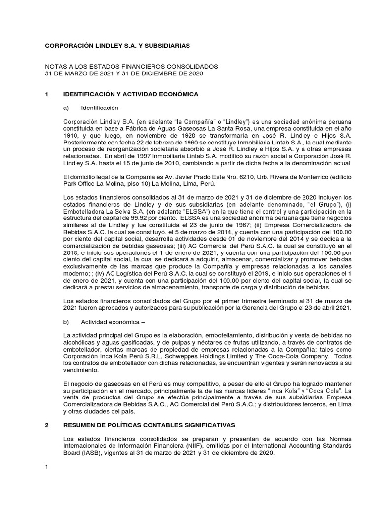 1q 2021 Notas Acl Consolidado | PDF | Compartir (Finanzas) | Bancos