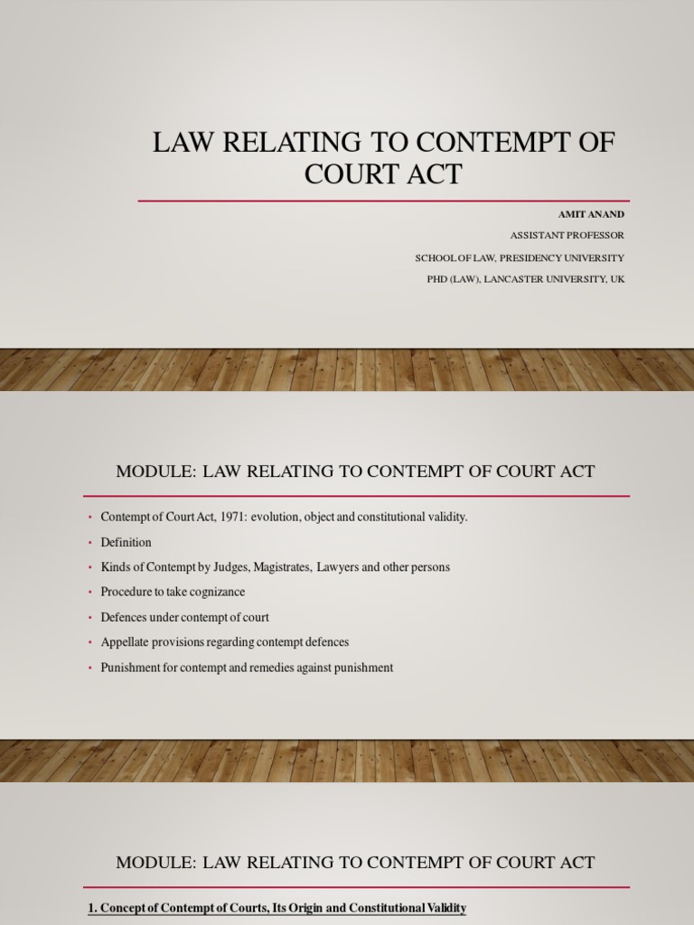 Law Relating To Contempt of Court Act | PDF | Contempt Of Court | Judge