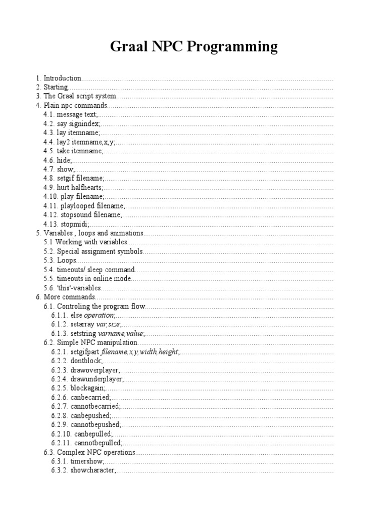Graal NPC Programming | PDF | Control Flow | Array Data Type