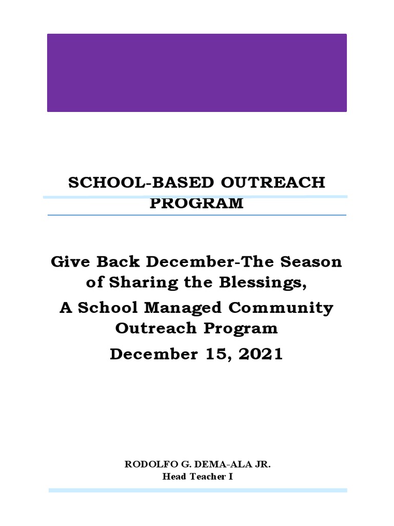 School-Based Outreach Program Give Back December-The Season of Sharing ...