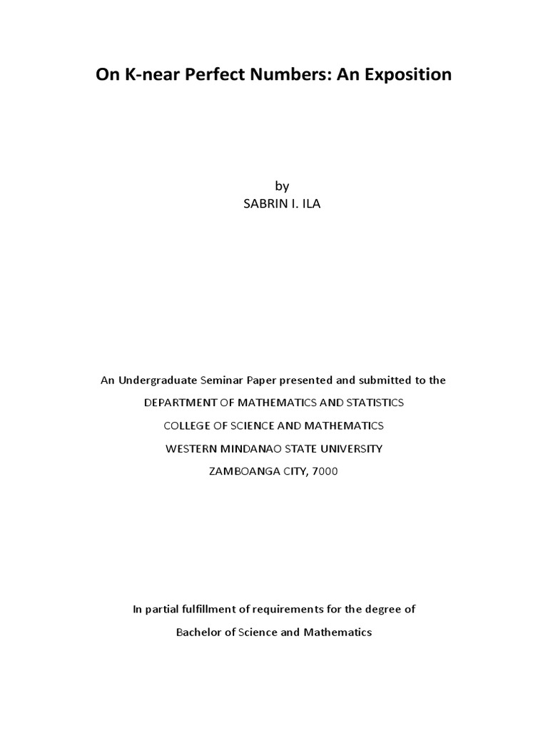 K-Near Perfect Numbers Explained | PDF | Prime Number | Numbers