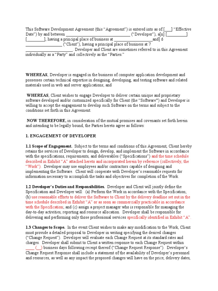 Software Development Agreement | PDF | Programmer | Breach Of Contract