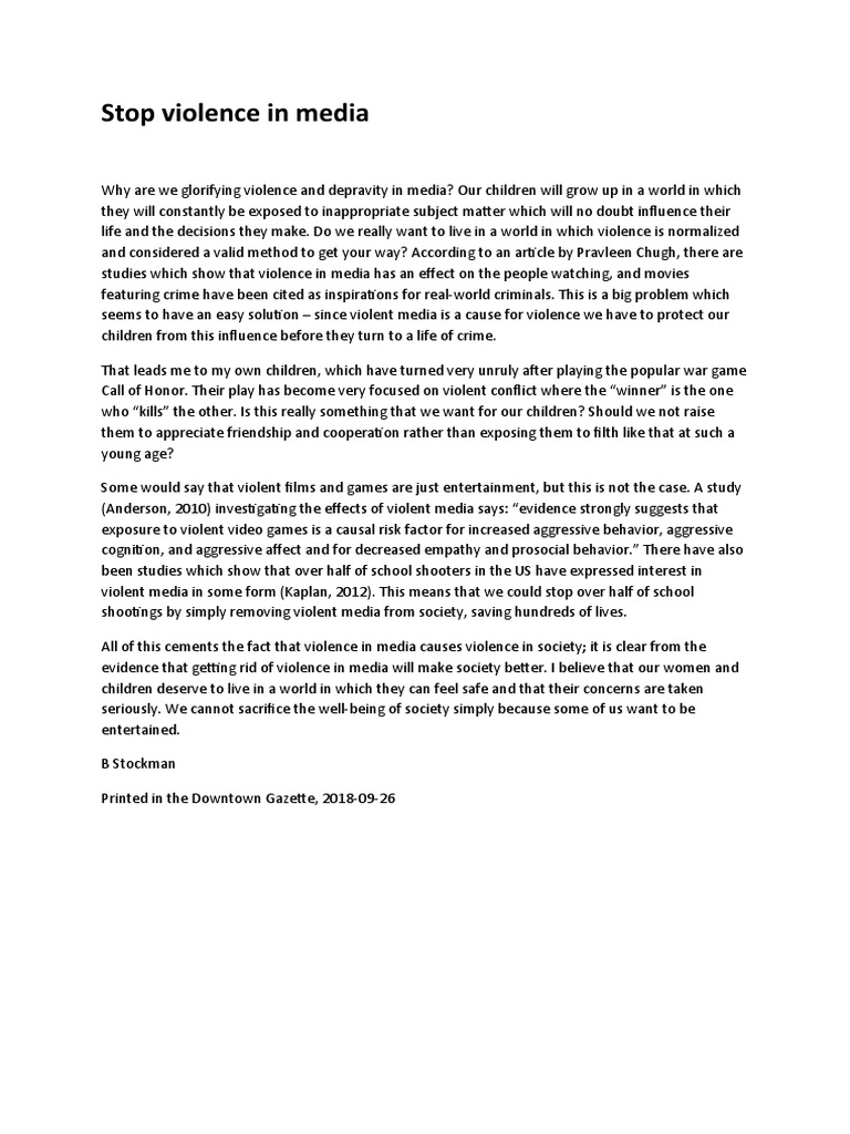 The Harms of Violent Media: Protecting Children and Society from ...