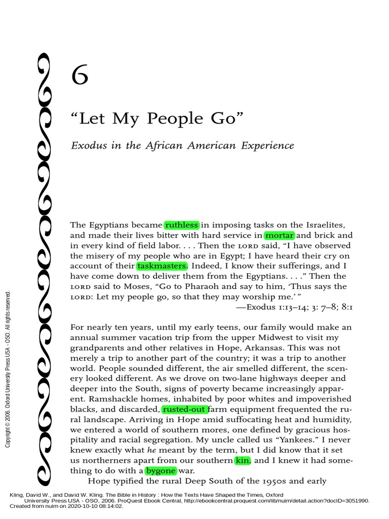 "Let My People Go": Exodus in The African American Experience | PDF ...