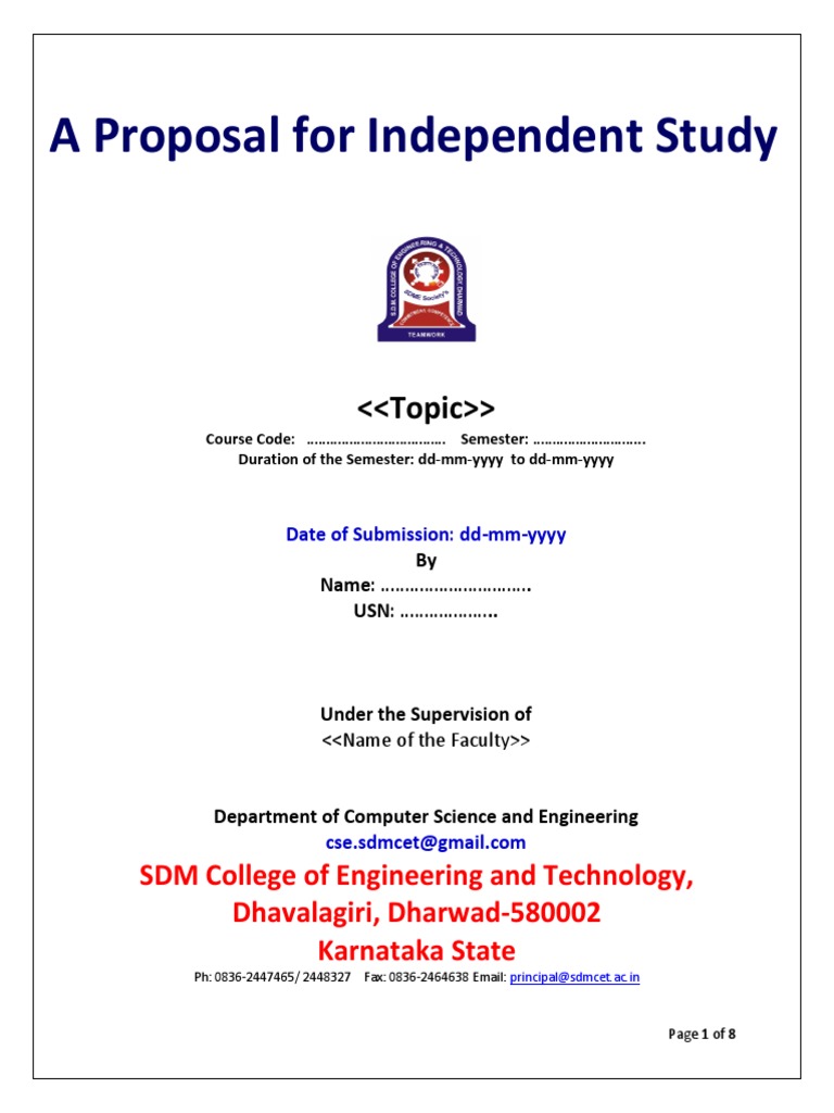 Independent Study Proposal Template | PDF | Massive Open Online Course | Teachers