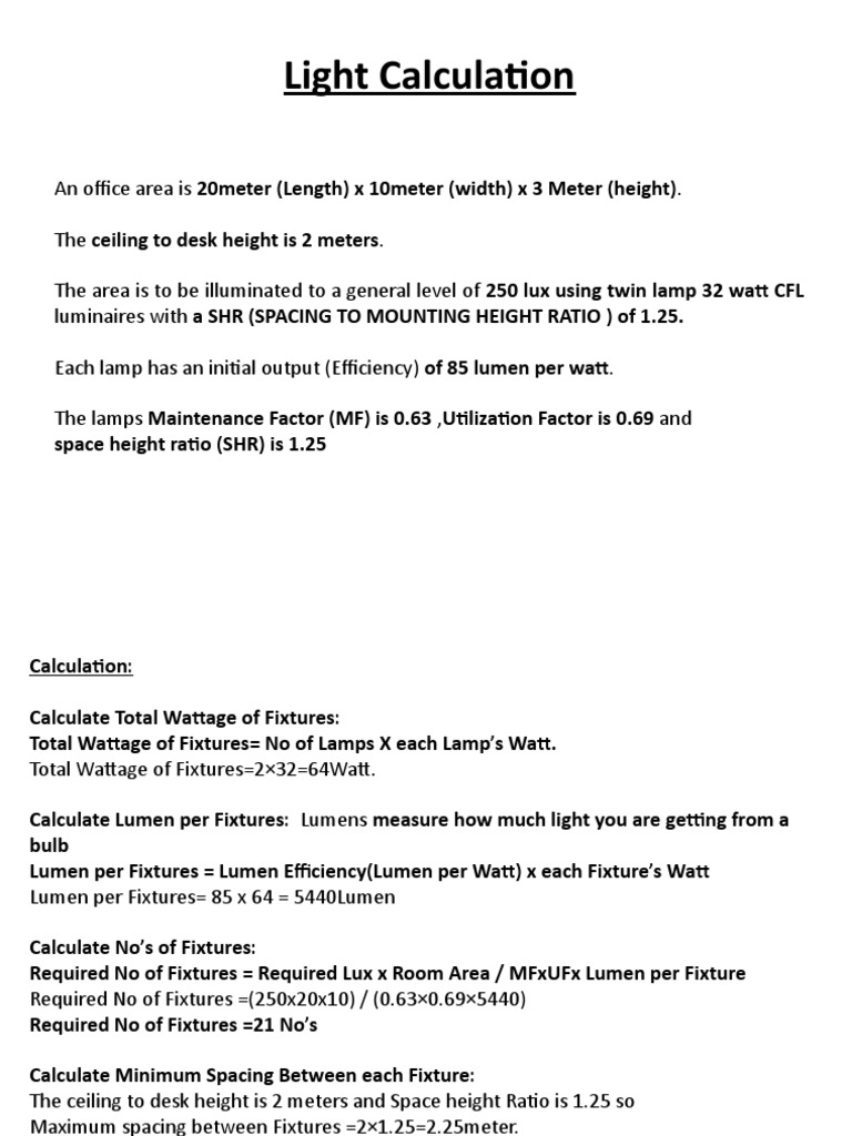 Office lighting layout calculation | PDF