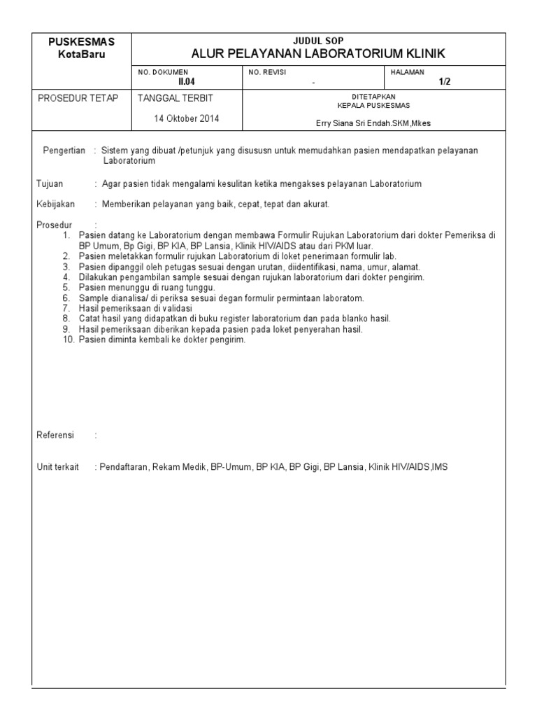 SOP (Alur Pelayanan Laboratorium) | PDF