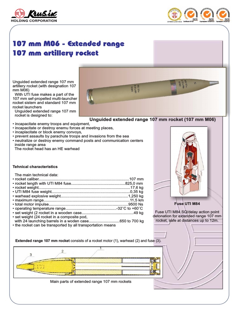 Unguided Extended Range 107 MM Rocket (107 MM M06) | PDF | Rocket ...