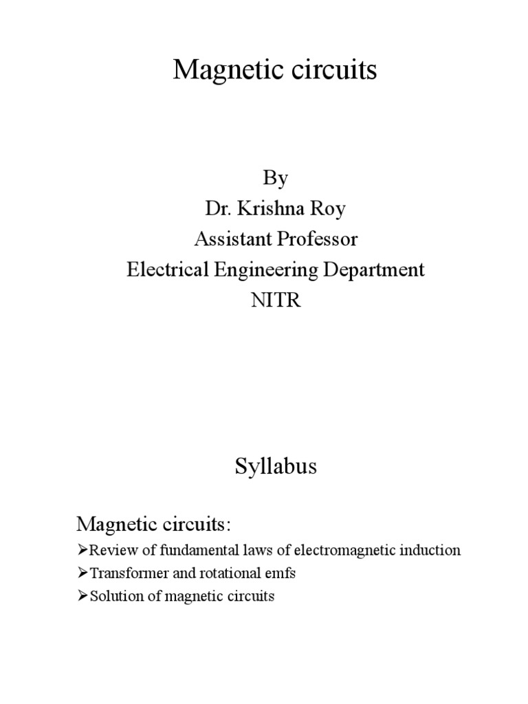 Magnetic Circuits Notes | PDF | Electromagnetic Induction | Inductor
