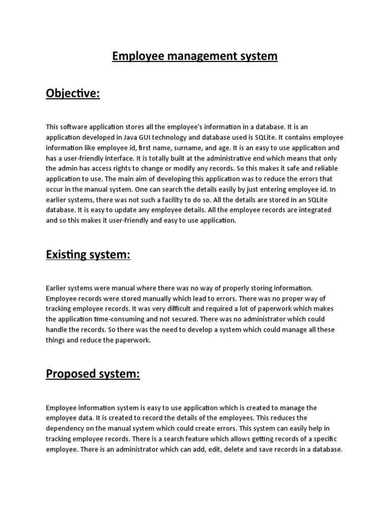 Employee Management System Project | PDF | Databases | Application Software
