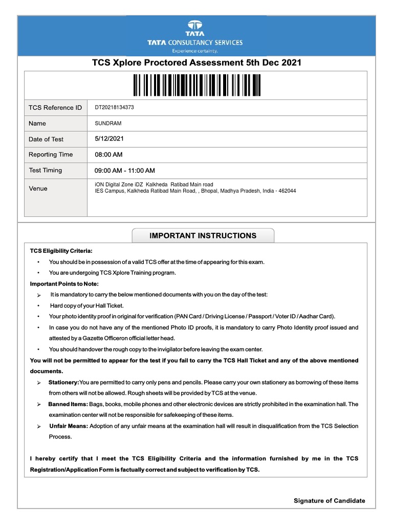 TCS Xplore Proctored Assessment 5th Dec 2021 | PDF