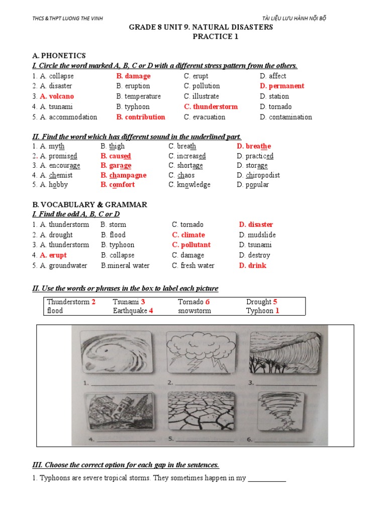 Grade 8 Unit 9 Practice 1. HS | PDF | Natural Disasters | Flood