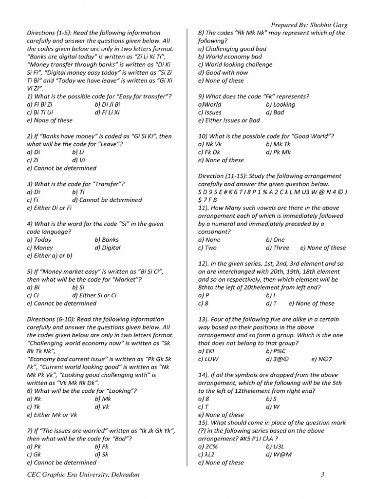 Series Coding Decoding | PDF