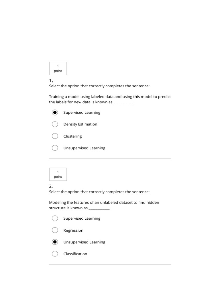 Module 1 Quiz | PDF | Machine Learning | Learning