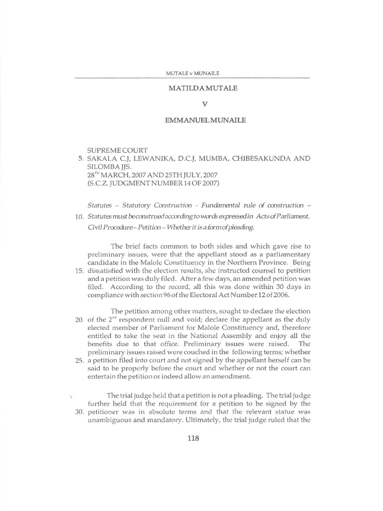 Matilda Mutale v. Emmanuel Munaile | PDF