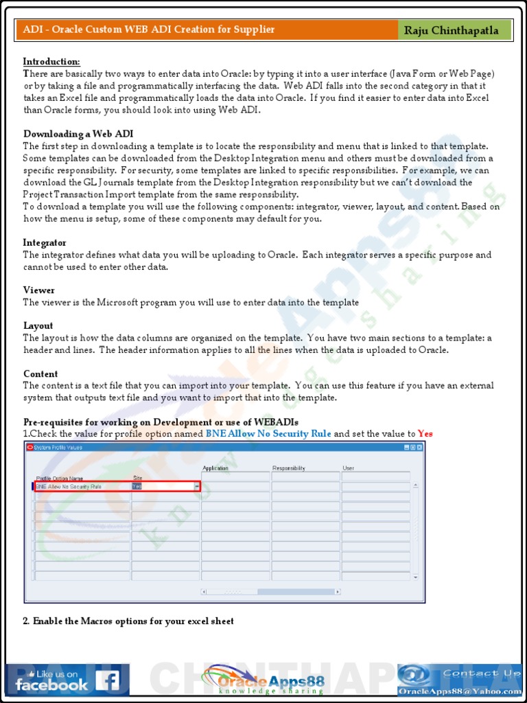 15 - ADI - Oracle Custom WEB ADI Creation For Supplier | PDF ...