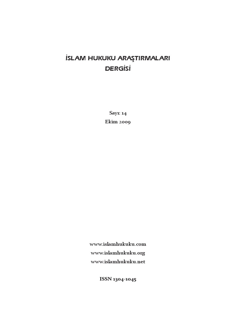 Islam Hukuku Dergisi 14284 | PDF | Sharia | Abrahamic Religions