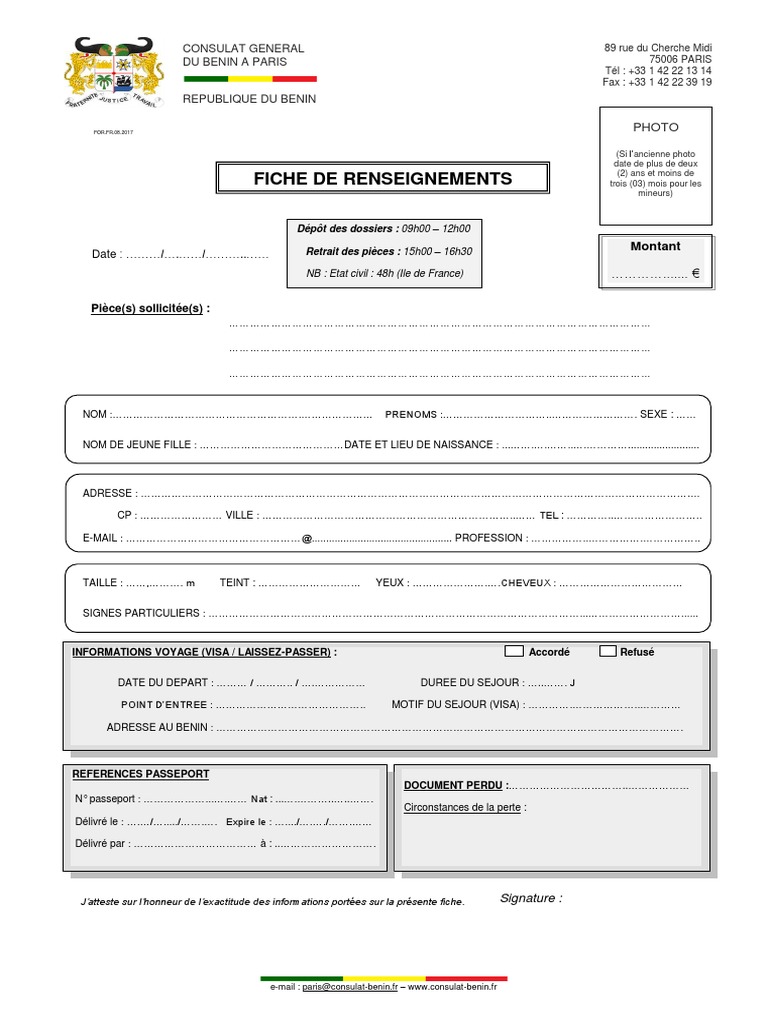 Fiche de Renseignements OK | PDF