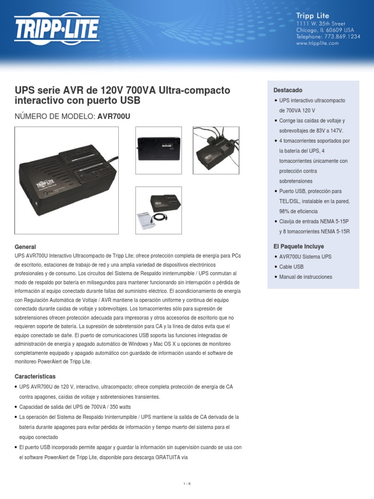 Tripp Lite Avr700u | PDF | USB | Mac OS