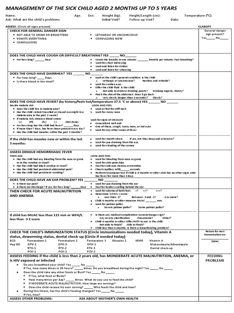 IMCI Recording Forms | PDF | Breastfeeding | Public Health