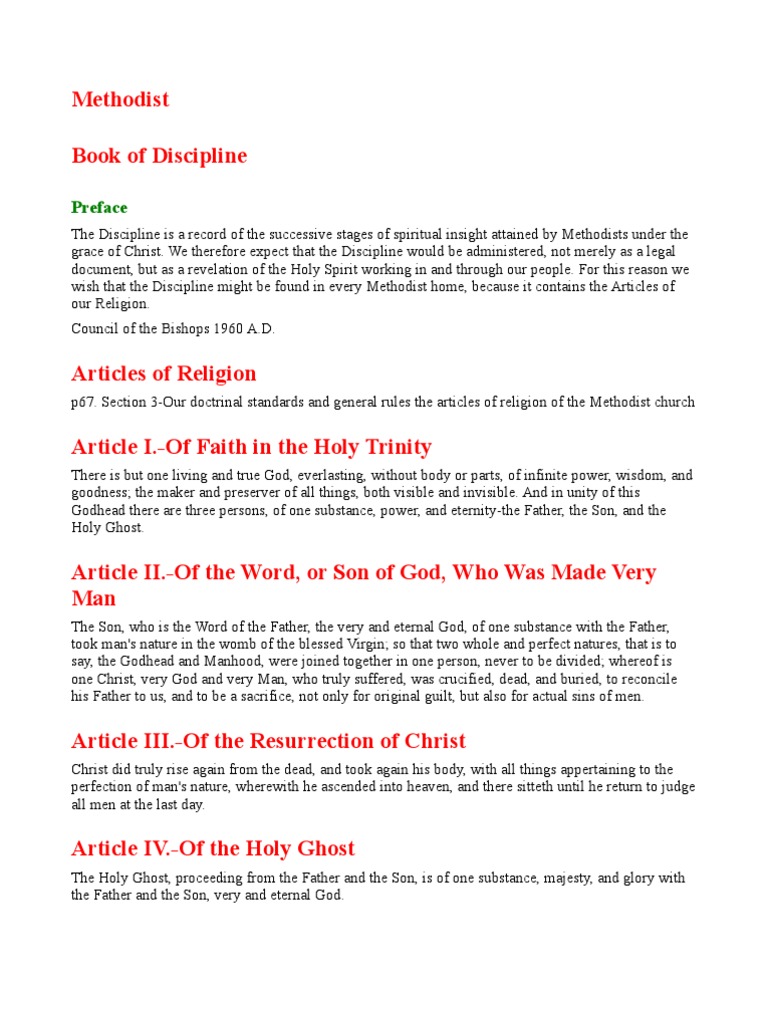 Methodist Book of Discipline: Preface | PDF | Sacraments ...
