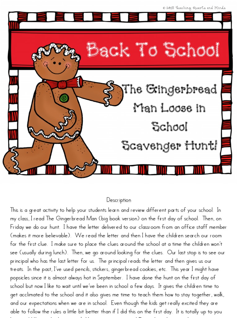 Gingerbread School Hunt Activity | PDF