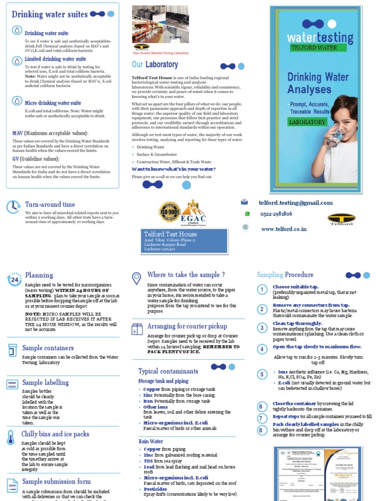 1-Drinking Water Analyses Brochure | PDF | Water | Zinc