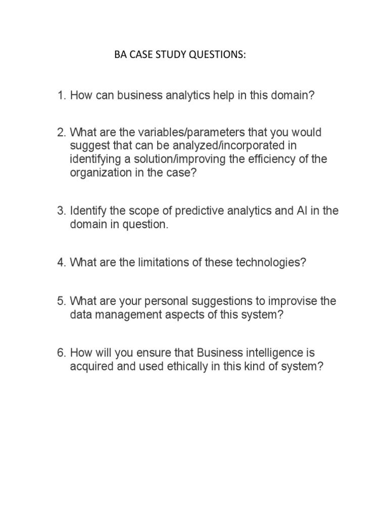 Ba Case Study Questions | PDF