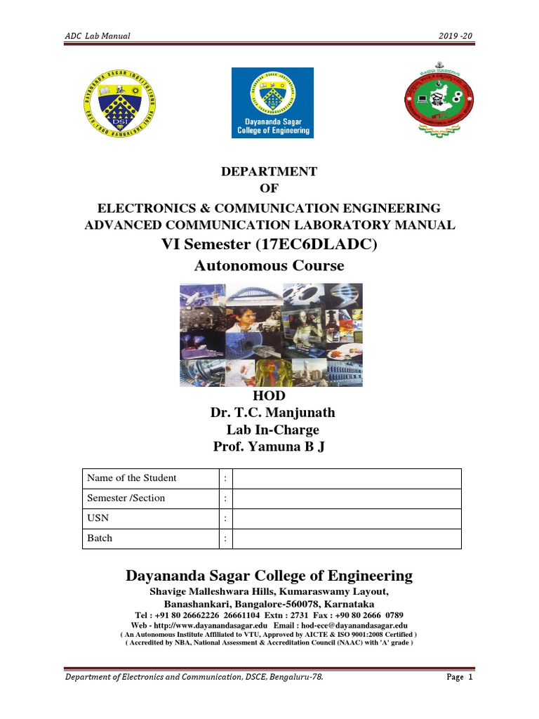 ADC Lab Manual Auto Even2019 20 YBJ | PDF | Modulation | Detector (Radio)