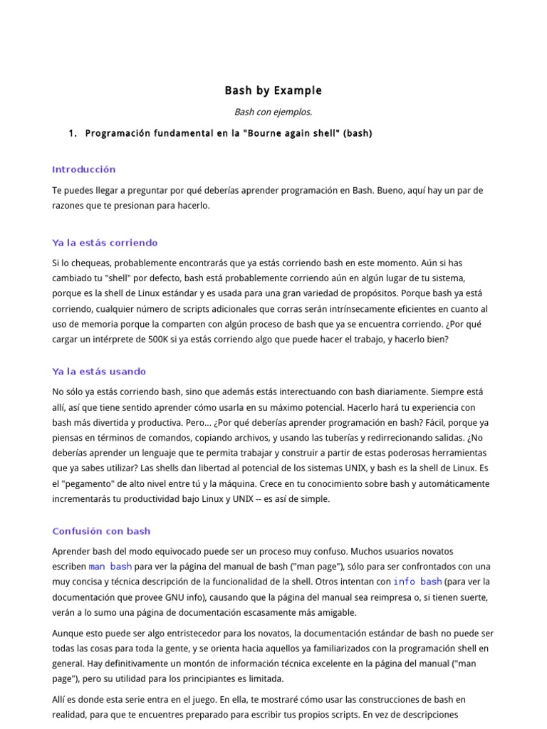 Programacion Bash | PDF | Distribución de Linux | Archivo de computadora
