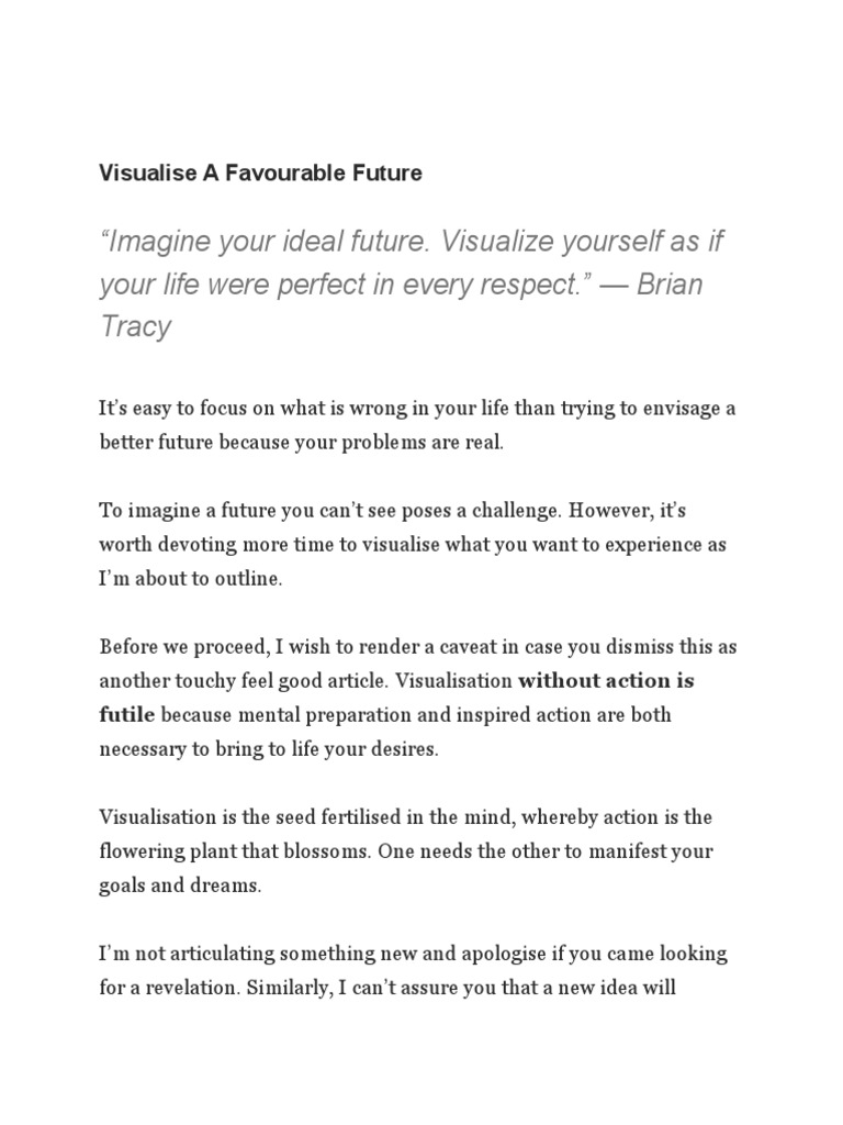 Visualize The Future | PDF | Thought | Mind