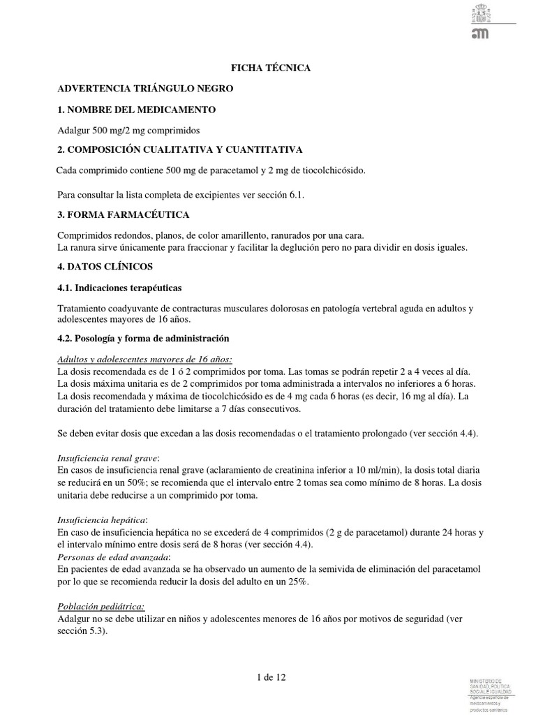 Adalgur: Uso y Precauciones | PDF | Medicamentos con receta | Farmacología