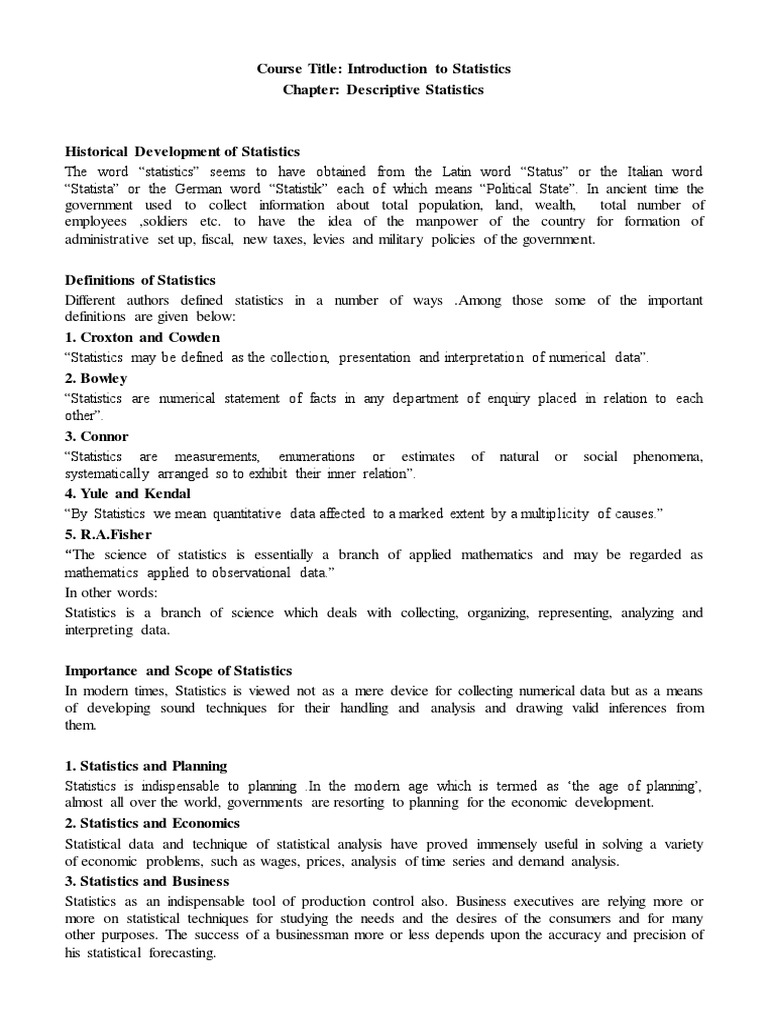 Introduction to Descriptive Statistics | PDF | Level Of Measurement ...