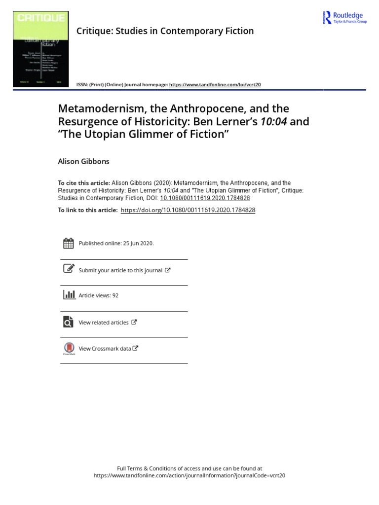 Alison Gibbons | PDF | Thought | Postmodernism