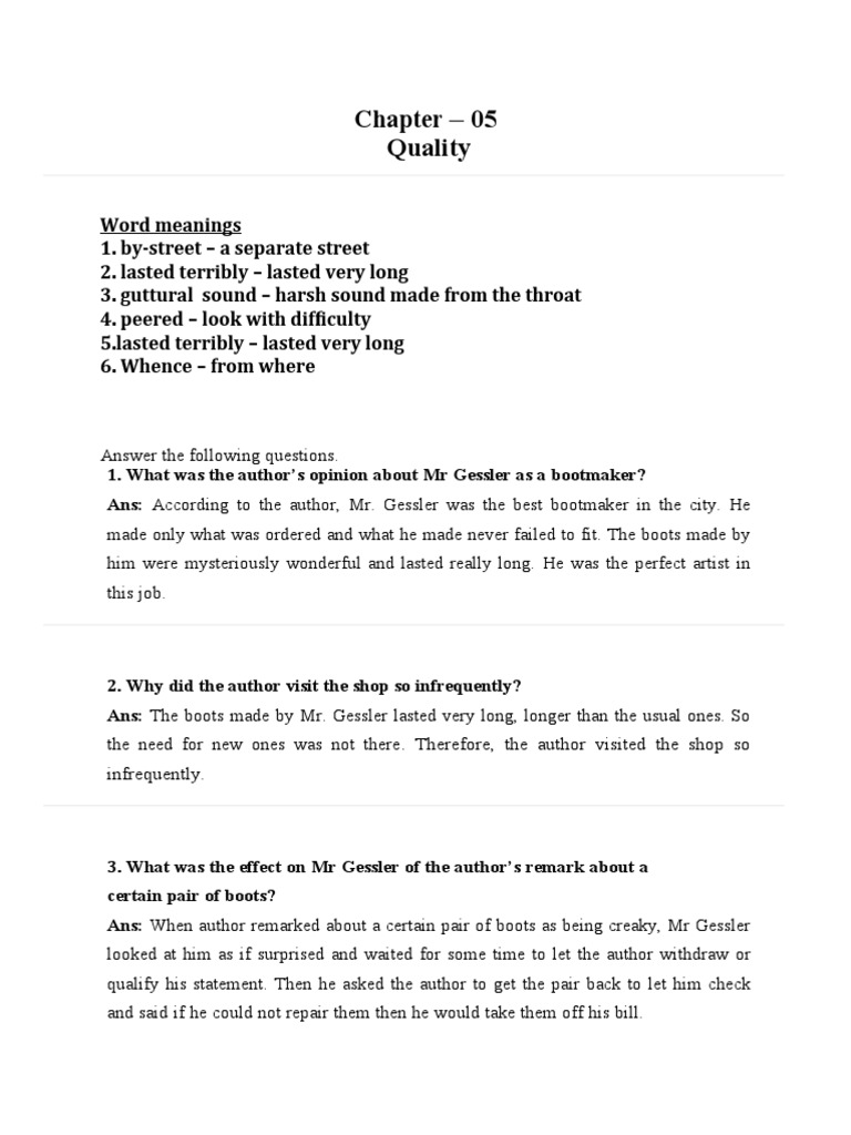 Quality Class 7 | PDF