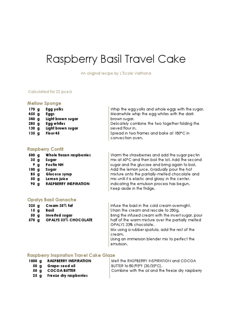 Raspberry Basil Cake | PDF | Cakes | Cooking