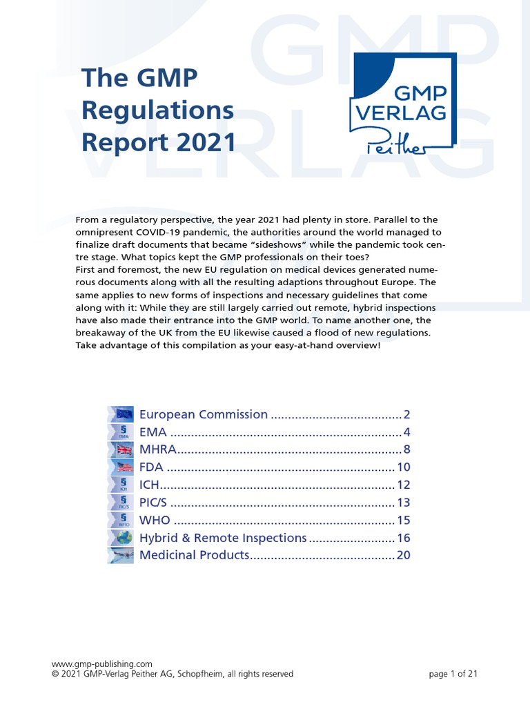 All GMP Regulations, Guidelines and Q&A Updates of 2021 | PDF | Food ...